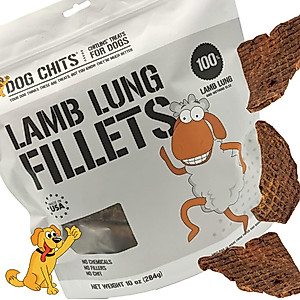 Dog Chits Lamb Lung Fillets Dog and Puppy Treats - Made in USA - Easy to Break - Slices - Random Shape - All Natural - Great for Training - High Protein - Low Fat - Large 10 oz. Bag