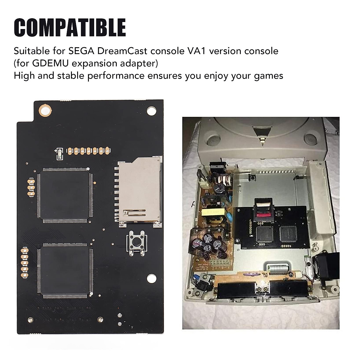 Optical Drive Simulation Board Card, V5.15b Replacement Remote Storage Card Mount Kit Built in Disk for SEGA VA1 Host White