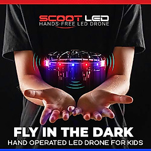 Force1 Scoot LED Hand Operated Drone for Kids or Adults - Hands Free Motion Sensor Mini Drone, Easy Indoor Small UFO Toy Flying Ball Drone Toy for Boys and Girls (Red/Blue)