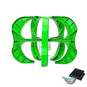 HUIZHITENGDA 2000W 5 Blades Horizontal Wind Turbine Generator,12V 24V 48V No Noise Magnetic Levitation Wind Turbines Generator with Controller for Home Camping (Green),48v