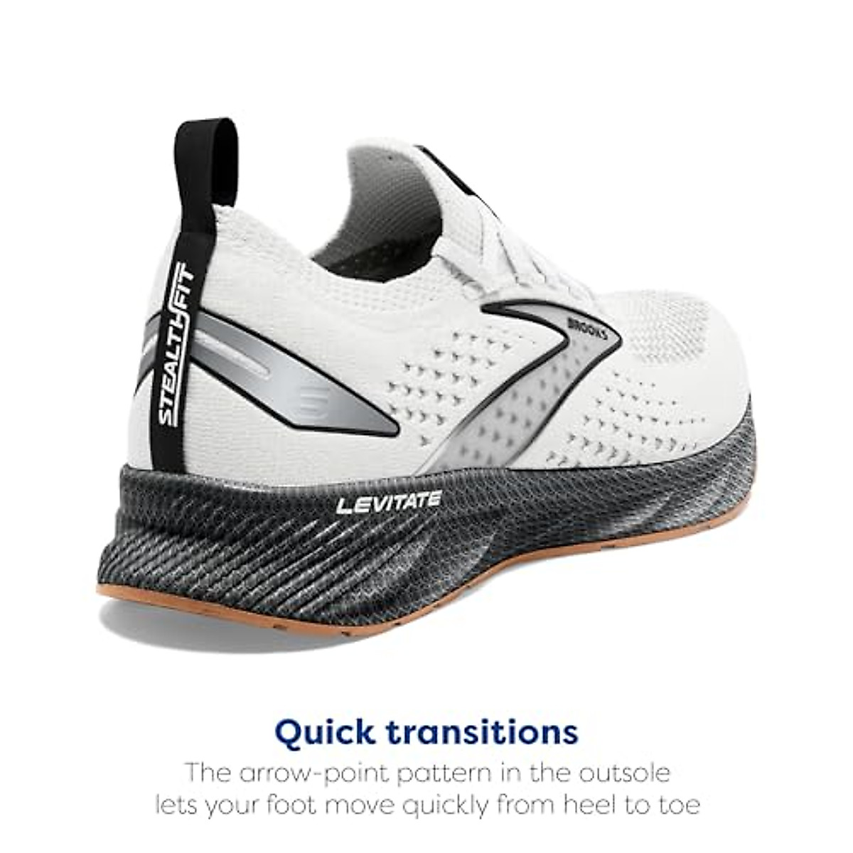 Brooks Men’s Levitate Stealthfit 6 Neutral Running Shoe - White/Black - 11 Medium