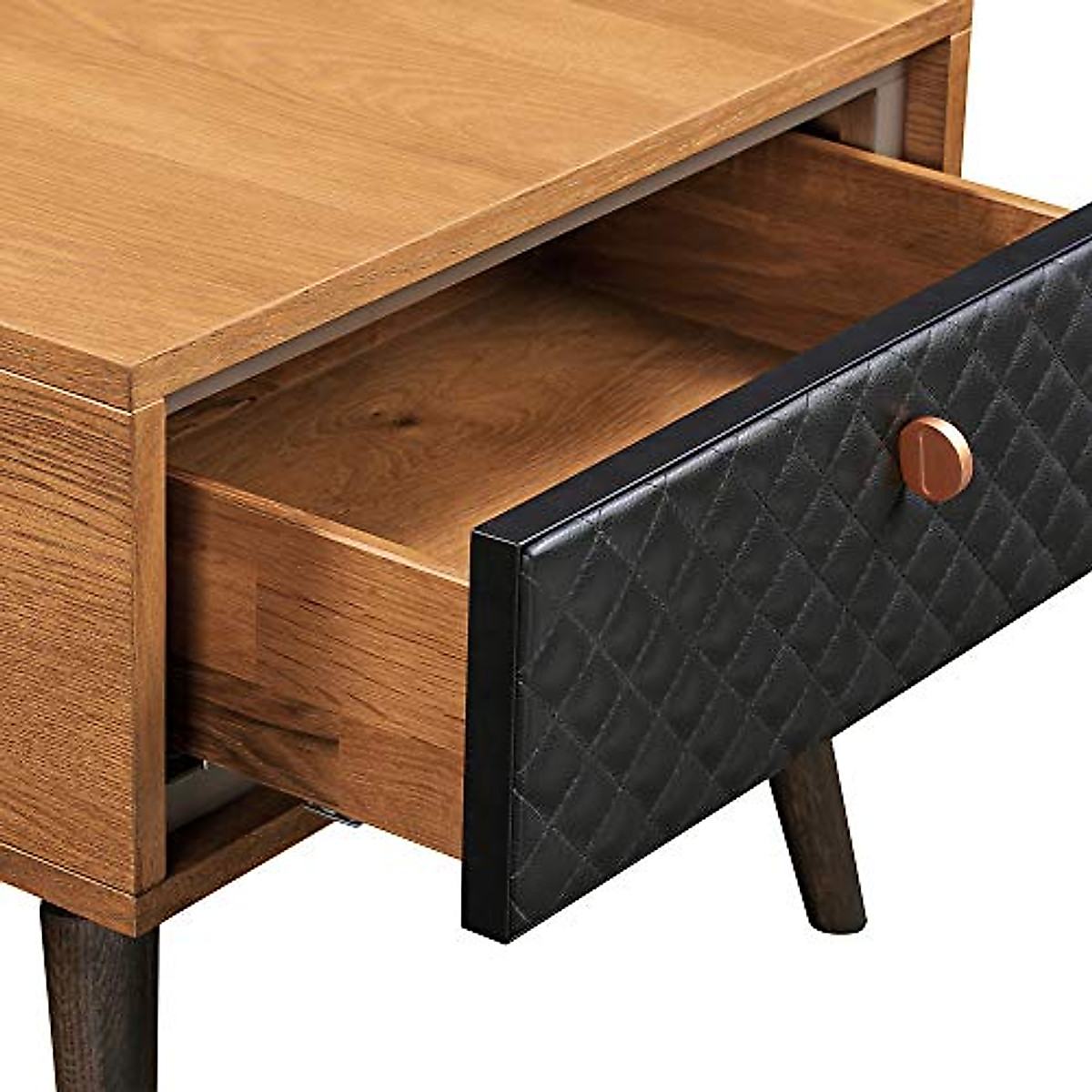 Armen Living Coco Single Drawer with Nightstand, Black/Balsamico