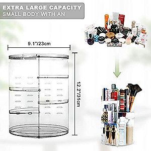 sanipoe 360 Spinning Makeup Organizer, Lazy Susan Rack Cosmetic Carousel Storage Shelf, Great for Countertop and Bathroom, Clear