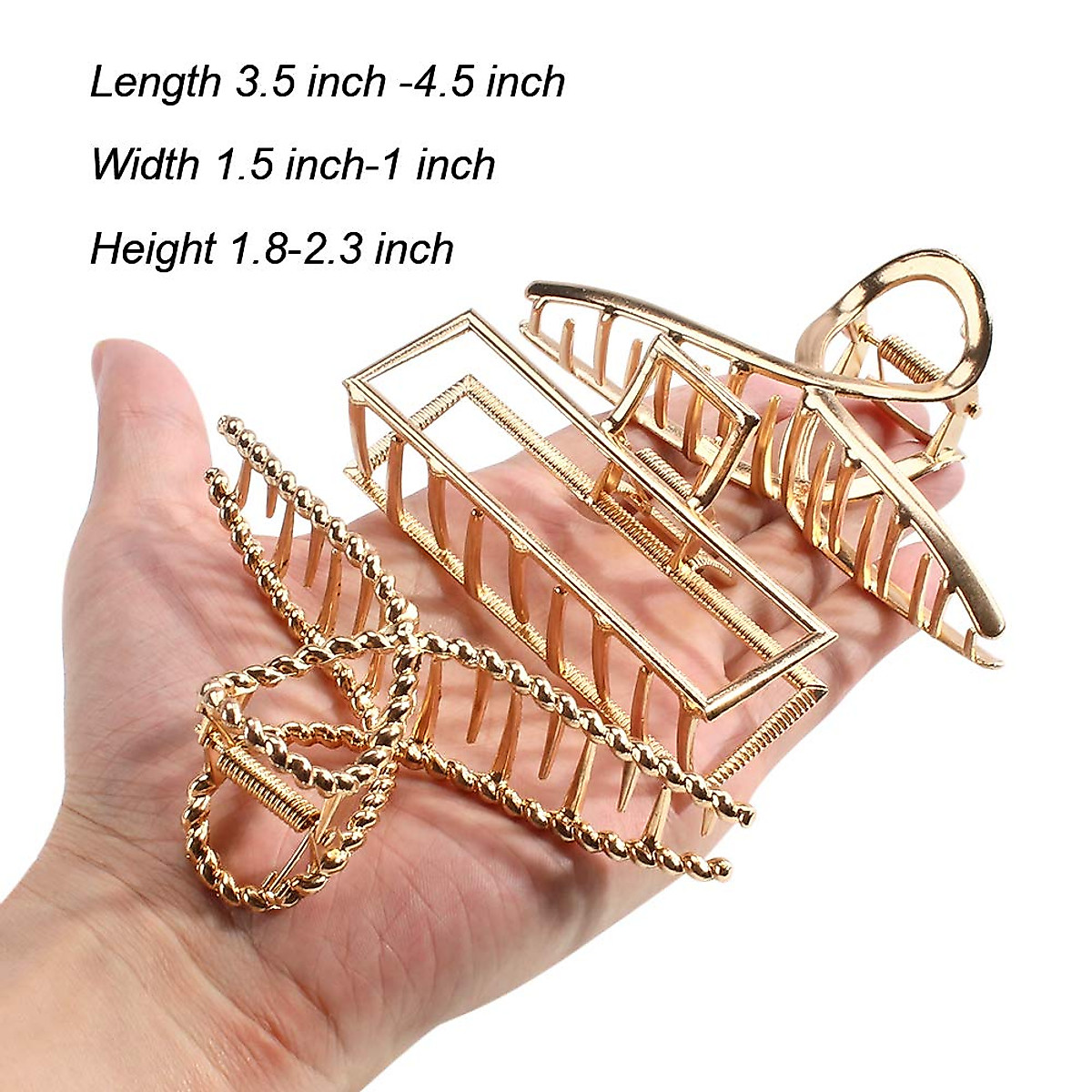 ANBALA Hair Clips, 5pcs Metal Claw Clips for Thick Hair, Large Hair Clips, Butterfly Hair Clips, Hair Accessories for Women Gold