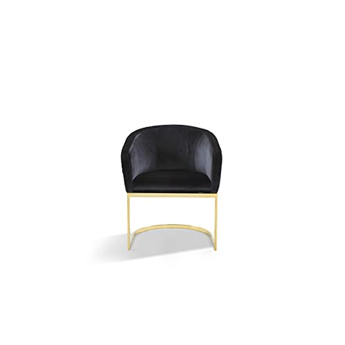 Iconic Home Siena Accent Club Chair Shell Design Velvet Upholstered Half-Moon Gold Plated Solid Metal U-Shaped Base Modern Contemporary Black, 25.6D x 23.2W x 31.7H in