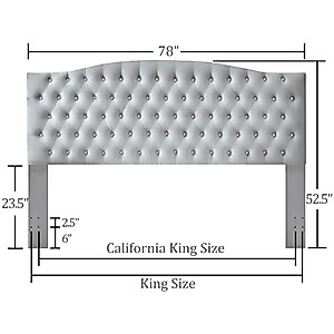 Befurtori King Headboard Only, Upholstered Headboard King for Adjustable Bed Velvet Tufted Cal King Size Wall Mounted Headboard with Solid Wood Legs Head Board, Gray