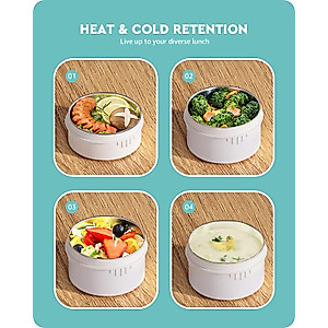 Baffect 67oz Thermos for Hot Food container 6 Hours, 3-Layer Stackable Food Thermal, Stainless Steel Vacuum Soup Insulated Food Jar, Leak-Proof Lunch Box for Office, School and Outdoor Picnic