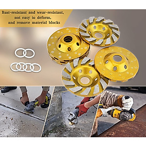 4 Inch Concrete Grinding Wheel, 6Pcs Concrete Turbo Diamond Grinding Cup Wheels for Concrete Granite Marble Masonry Stone, 12 Segs Heavy Duty Angle Grinder Wheels