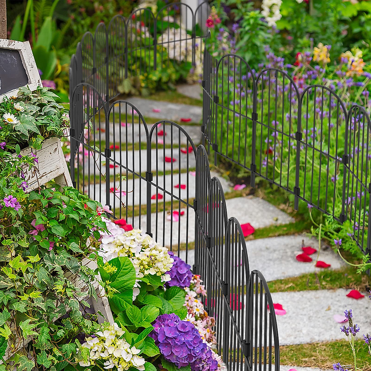 Decorative Garden Fence 10 Pack Animal Barrier Fence 10ft (L) x 24in (H) Rustproof Metal Wire Section Edging Fencing Panel for Outdoor Yard Landscape Patio, Arched