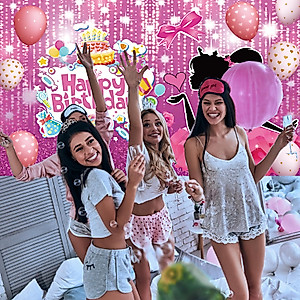 Princess Birthday Party Backdrop Photography Background Pink Party Banner for Girl Birthday Party Baby Shower Cake Table Decorations Happy Birthday Banner,71x45 inch
