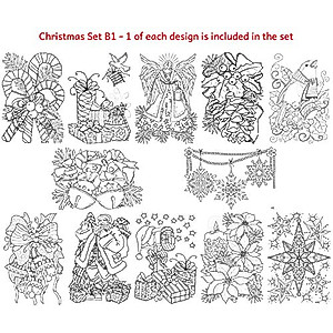 Art Eclect Christmas Coloring Cards for Adults, 12 Cards with 12 Unique Designs, 6 Red and 6 Green Envelopes Included (Christmas B1)