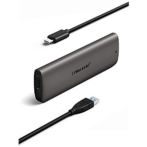 Lemorele M.2 NVMe SSD Enclosure Tool Free USB C External PCIe B+M/M-Key Hard Drive Enclosure 10Gbps USB 3.1 Gen 2 M.2 Reader Support Max 2TB w/UASP Trim, for 2230/2242 /2260/2280 SSDs, Aluminum