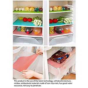 Islmlisa E-lishine Multifunctional Refrigerator Pads Moisture Absorption Pad Washable Can Be Cut Refrigerator Mats Drawer Table Placemats,Shelves Drawer Table Mats,Set of 4 (Green)