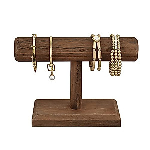 Ikee Design Antique Wooden Display Jewelry Accessory Stand, Bracelet Scrunchie Holder Display for Store, Showcase and Home, Brown Color, 7.9" W x 2.9" D x 5.5" H