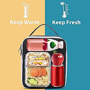 Insulated Lunch Bag for Women Men Work Lunch Pail Cooler, Reusable Thermal Soft Leakproof Lunch Box for Adult Office Lunch Tote Bag Fit Travel Picnic (Black)