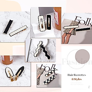 Fastat 12PCS No Bend Hair Clips Fashion Black And White Hair Clips Pretty Hair Pins For Women Hair AccessoriesAcrylic Hair Barrettes For Women With Thick Thin Hair