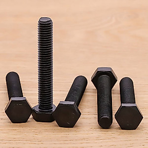 M12-1.75 x 40mm Hex Bolts, 12.9 Grade Alloy Steel, Black Oxide Finish, Full Thread, Coarse Thread UNC, Hexagon Head Bolts 10 PCS