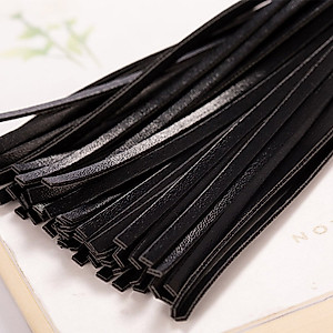 ZOONAI Women Leather Tassels Keychain Car Circle Key Rings Gift Bag Hanging Buckle (Black)