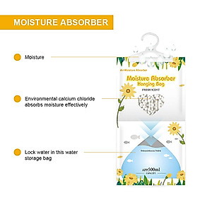 CANAGER Hanging Moisture Absorber, Fresh Scent Moistureproof Desiccant Hanging Bag，Dehumidifier Bag (8 packs) Hanging Closet Dehumidifier Bags, Moisture Absorb 12.5 oz