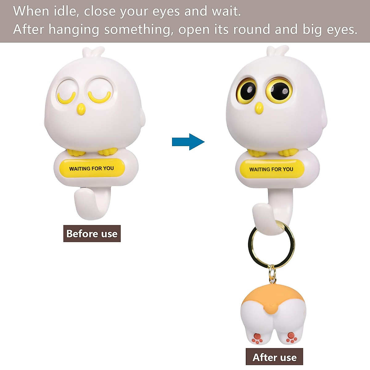 PEPOYO AI Creative Adhesive Coat Hooks，3Pcs Wink Cat Hooks for Hanging Towels, Hats,Coat,Cloth Bags, Belts, Key, for Wall Hanging, Family of Three（Black + White + Brown）