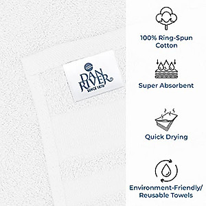 DAN RIVER Salon Towels Set Pack of 24, Ultra Soft 100% Cotton Facial and Hair Drying Cloth in Bulk Multi-Purpose for Gym, Makeup, Spa, Home White Hand Towel | 16x26 inches 400 GSM