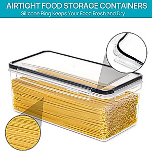 Vtopmart Airtight Food Storage Containers with Lids 4PCS Set 3.2L, Plastic Spaghetti Container for Pasta organizer, BPA Free Air Tight House Kitchen Pantry Organization and Storage