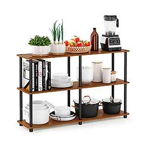 Furinno 99634LC/BK Turn-N-Tube 3-Tier Double Size Storage Display Rack, Light Cherry/Black