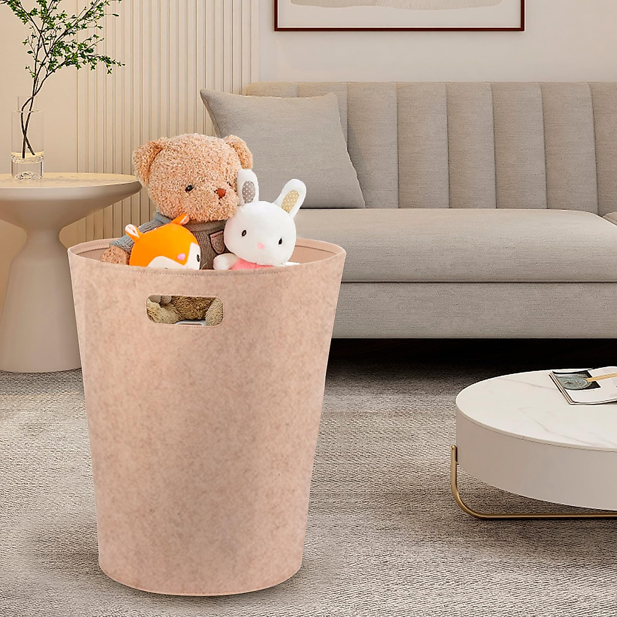 Yecond 2-Pack Large Laundry Basket, Collapsible Nursery Hamper, Sturdy Felt Storage Bins, 24 * 19 * 16in Freestanding Laundry Room Organization Containers for Clothes, Toys, Dorm Room, Home