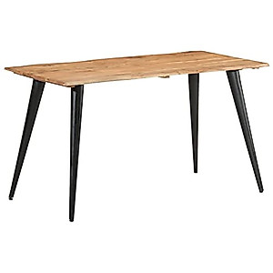 YPWRENH Cocktail Table Farmhouse End Tables Dining Table with Live Edges 55.1"x23.6"x29.5" Solid Acacia Wood for Dining Room, Kitchen or Living Room