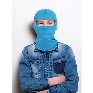 6 Pieces Ski Mask Kids Balaclava Winter Windproof Face Covering Breathable Neck Gaiter for Winter Outdoor Activities (White, Sky Blue, Orange, Dark Blue, Purple, Black, Large)