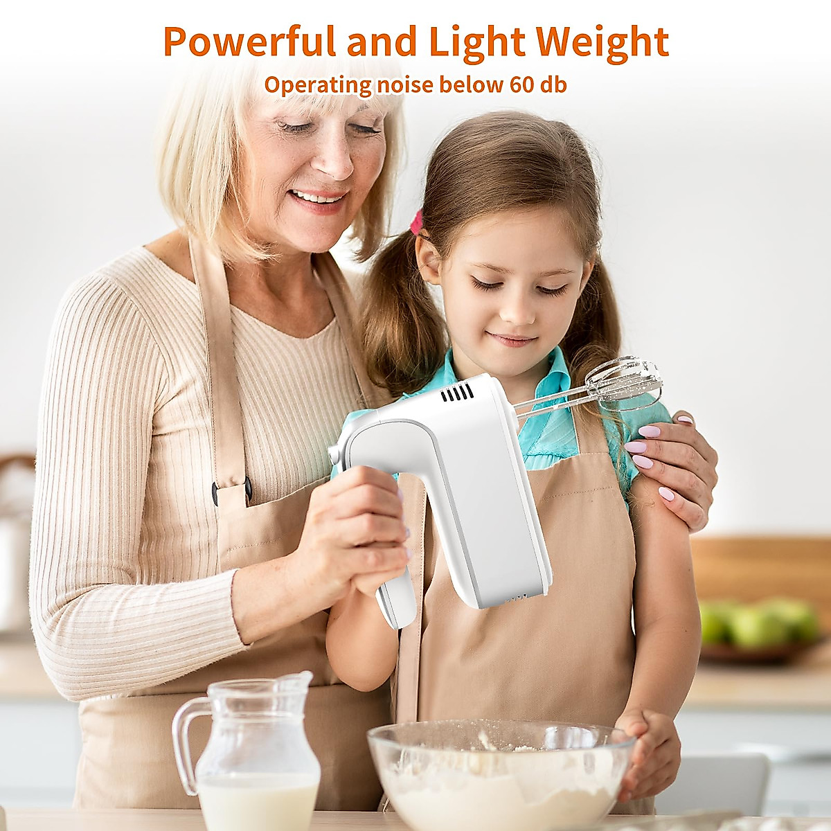 CBQ Hand Mixer Electric, 9 Speed 400W Handheld Mixer with Digital Display, Touch Button, Turbo, Snop-On Storage Case, 5 Stainless Steel Accessories, Mixer Electric Handheld for Cake, Cookie, Egg,