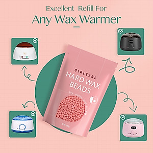 Hard Wax Beads, GIRLEARLE 1lb Wax Beans for Hair Removal Sensitive Skin with Rose Formula, Perfect for Full Body, Facial, Brazilian Bikini, and Legs at Home Wax Refill for Women Men (pink)