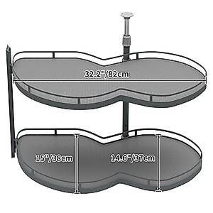 WHIFEA Blind Corner Pull Out Cabinet Organizer, Soft Close 2 Tier Swing Tray, Non-Slip Spice Rack for 36 inch Kitchen Cabinet, Heavy Duty Storage Organizer, Adjustable Height