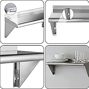 MegaChoice Stainless Steel Shelf, 18 x 24 Inches 110 lbs Load Wall Mount Commercial Shelves, for Restaurant, Home, Kitchen, Hotel, Laundry Room, Bar