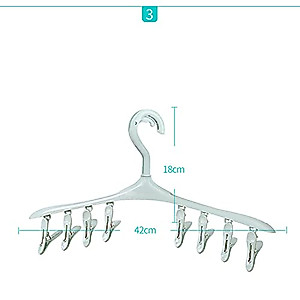 Clothes Drying Hanger Rack with 8 Clips, Sturdy Windproof Plastic Laundry Clip and Drip Drying Hanger 360° Rotatable Hook for Drying Socks Bras Underwears Baby Clothes Hats Scarfs Towels and Gloves