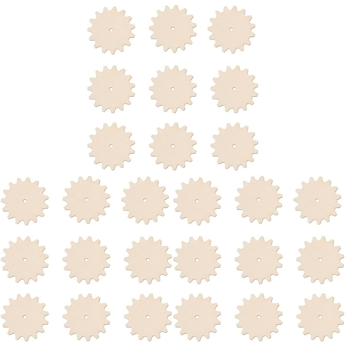 Homoyoyo 30 Pcs DIY Wood Craft Wood Cutouts Wooden Chips Wood Embellishment Unfinished Wood Ornaments Wooden Steampunk Gears Wood Slice Wood Circles for Crafts Wood Grain Wood Crafts Bamboo