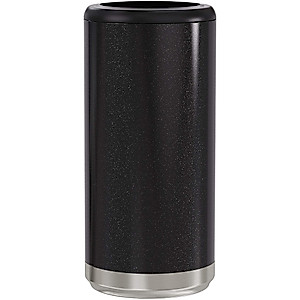 Maars Skinny Can Cooler for Slim Beer & Hard Seltzer | Stainless Steel 12oz Sleeve, Double Wall Vacuum Insulated Drink Holder - Glitter Black