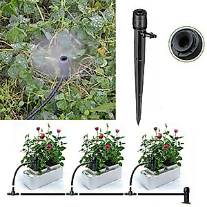 Lxcom Lighting Irrigation Drippers Drip Emitters Micro Spray Adjustable 360 Degree Full Circle Pattern Water Flow Irrigation Drippers Drip System Parts Drip Irrigation, 50 Pack(Black)