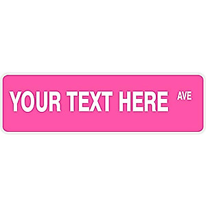 BRGiftShop Personalized Custom Name Aluminum 4"x13.5" Street Sign Pink