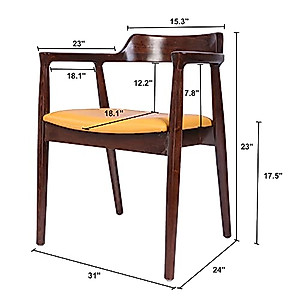 Koreyosh Mid Century Dining Chairs Solid Birch Wood Kitchen Walnut Dining Chair with Fireproof Cotton Seat & Curved Backrest Chair Side Modern