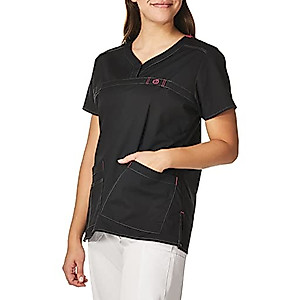 WonderWink Women's Wonderflex Patience Scrub Top, Black, XX-Large
