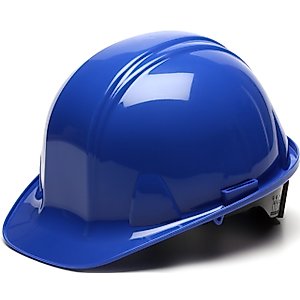 Pyramex Safety Cap Style 4 Point Ratchet Suspension Hard Hat with Rain Trough - Comfortable Low Profile Design, Blue, One Size (HP14160)