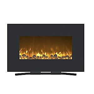 36-Inch Wall Mounted Electric Fireplace - Modern Fireplace with Floor Stand, Remote, and Adjustable Heat and Brightness by Northwest (Black)
