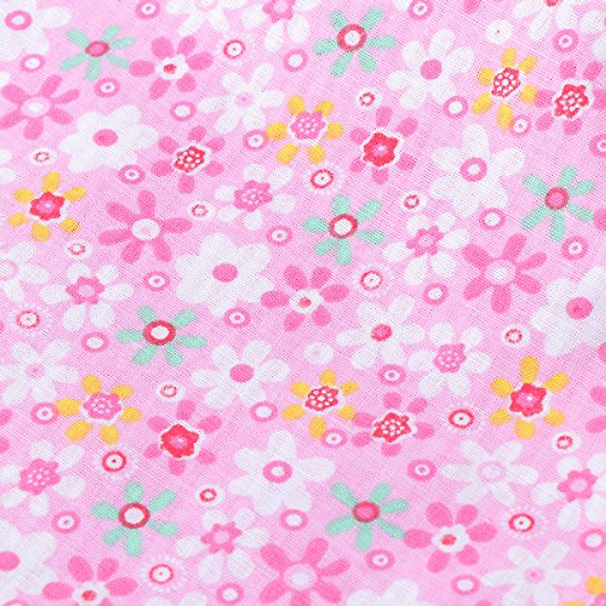 ULTNICE 7pcs Squares Bundle Floral Cotton Craft Fabric for Patchwork DIY Sewing Scrapbooking Quilting (Pink)