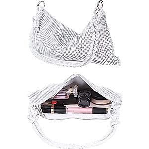 Rhinestone Hobo Bags for Women Chic Sparkly Crystal Evening Handbag Shiny Purse Shoulder Bags for Travel Party Proms Gifts