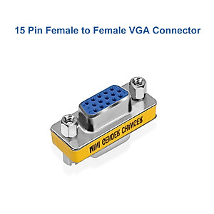 ENUODA VGA Coupler 2 Pack VGA SVGA Connector 15 Pin Female to Female Mini Gender Changer Adapter