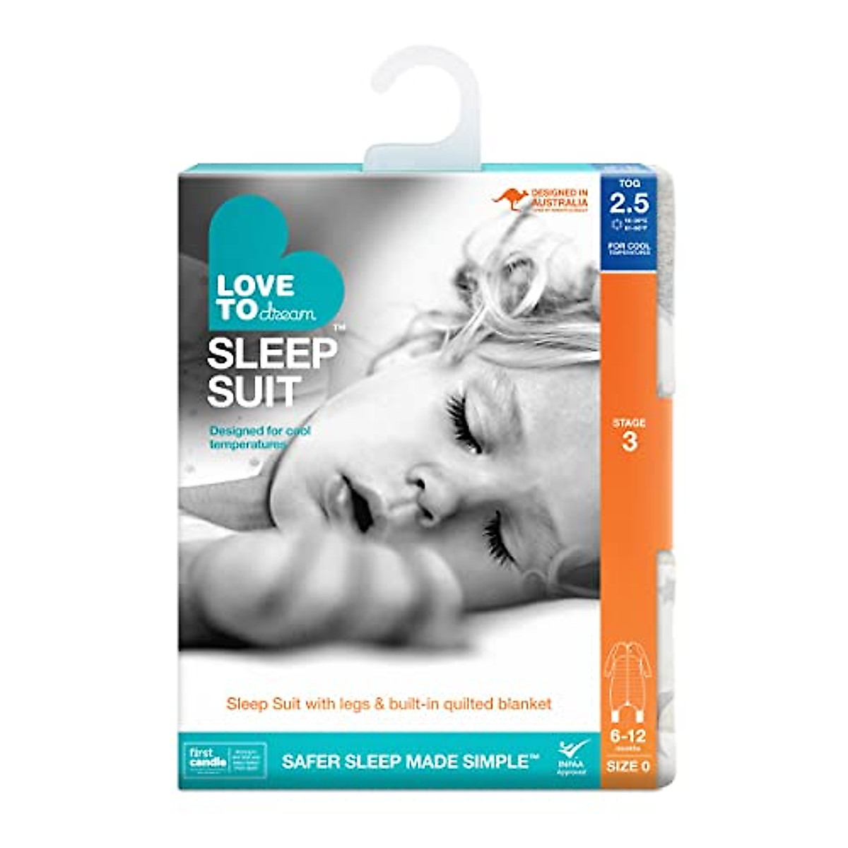 Love to Dream Warm Baby Sleep Suit (12-24 Mo), Super Soft Temp Regulating Sleeping Sack, 2.5TOG Warm Wearable Blanket, White