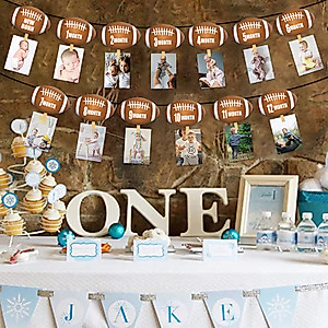 Football 1st Birthday Monthly Photo Banner Football Theme First Year Photo Banner for Newborn to 12 Months, First Year Down Banner With Football Balloon, Football First Birthday Party Decoration