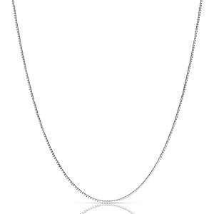 Next Level Jewelry Italian Box Chain Sterling Silver 1MM, 925 Sterling Silver Box Chain Necklace Women, Sterling Silver Chain Women, Thin Sterling Silver Necklace Chain Women Girl, 1mm,18