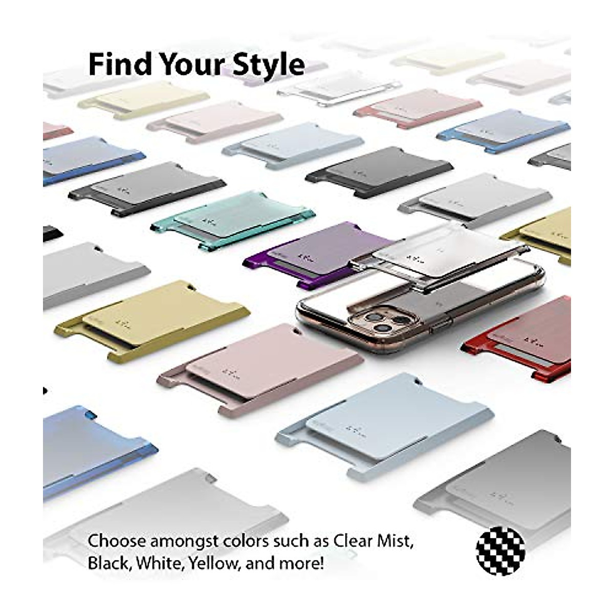 Ringke Slot Card Holder for Phone Case, Business Card Holder for Back of Phone, ID Credit Card Holder Stick on for Women Men, Phone Wallet Compatible with iPhone, Galaxy, and Pixel - Clear Mist